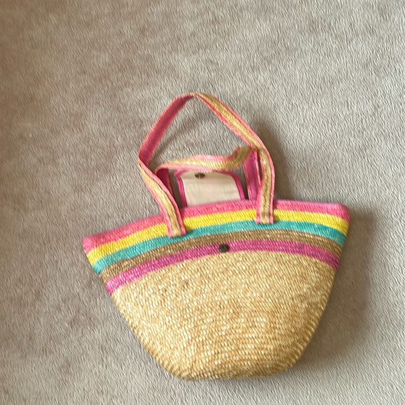 Bags | Multi Colored Straw Bag Fully Linedinside Zipped Pocketmagnetic ...